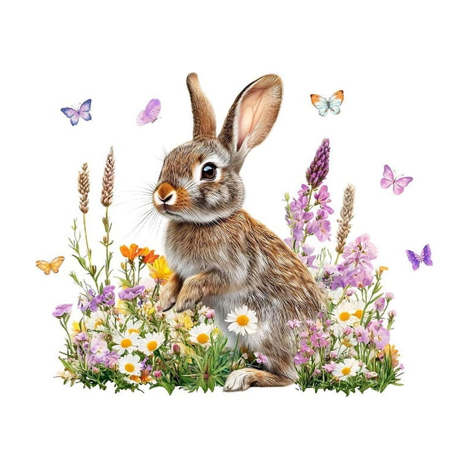 10.5x12.8in 3D Easter Bunny & Flower Static Cling Window Decal - No ...