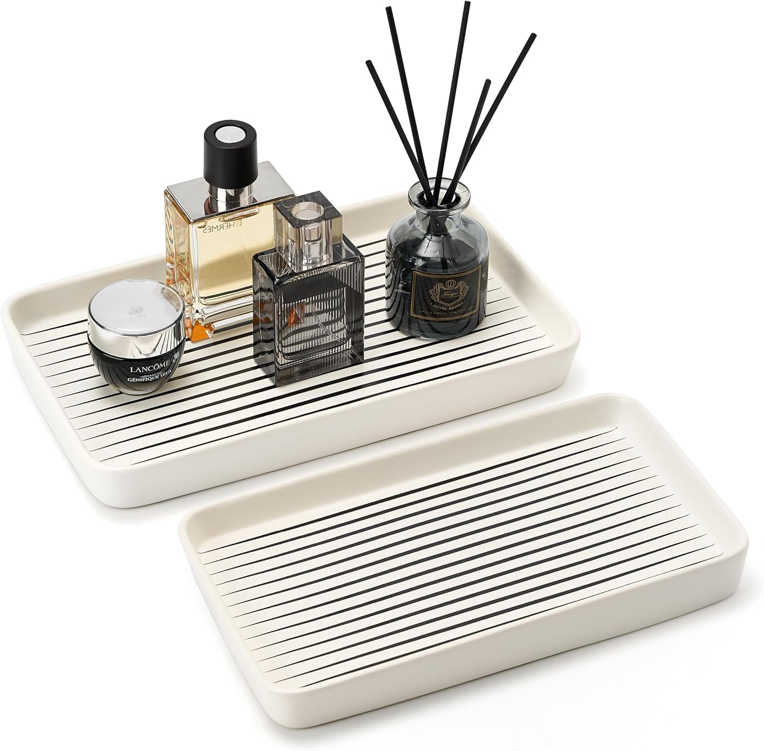 10"×6"×1" Black Bathroom Vanity Tray for Countertop- Ceramic Decorative ...