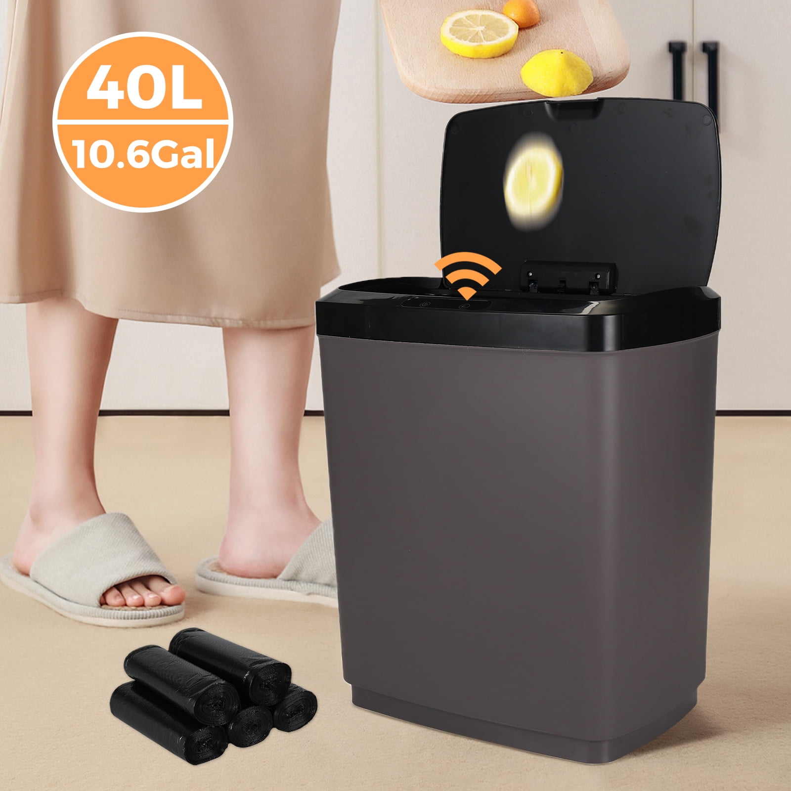 10.6 Gallon Automatic Motion Sensor Trash Can with 2×5.3 Gal Detachable ...