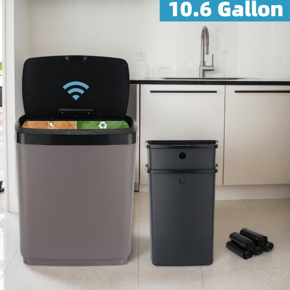 10.6 Gallon Automatic Motion Sensor Trash Can with 2×5.3 Gal Detachable ...