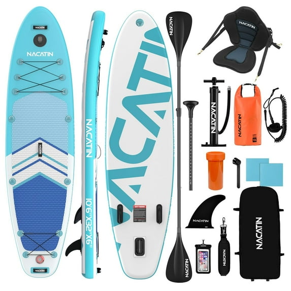 10'6" Inflatable Paddle Board with Kayak Seat Nacatin Stand-Up ...