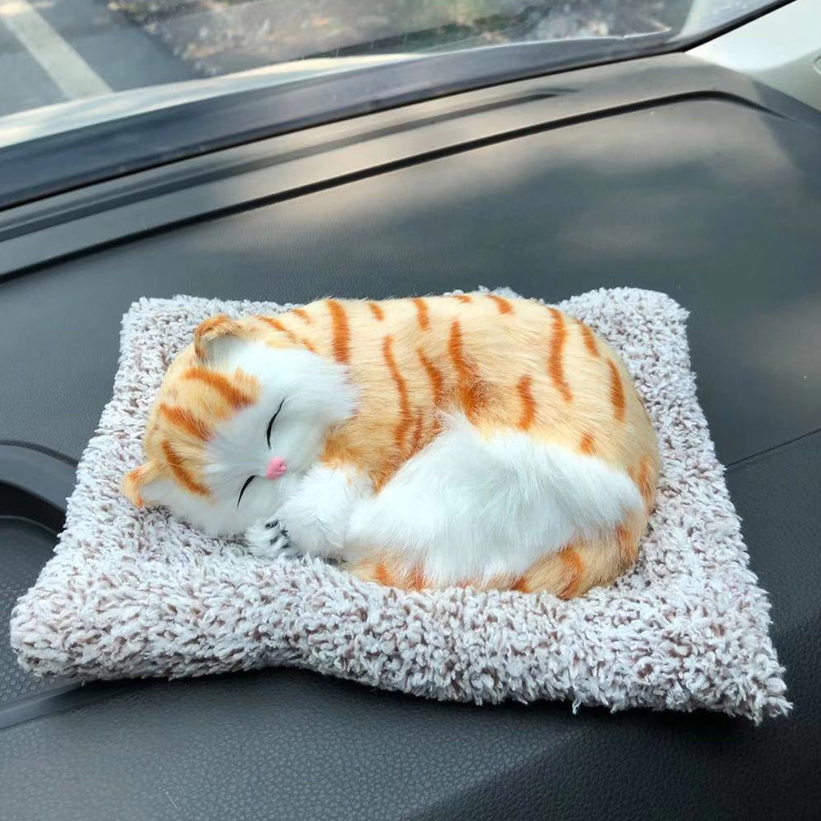 10.6'' Simulation Pet Cat, Breathing Sleeping Cat with Mat, Plush ...