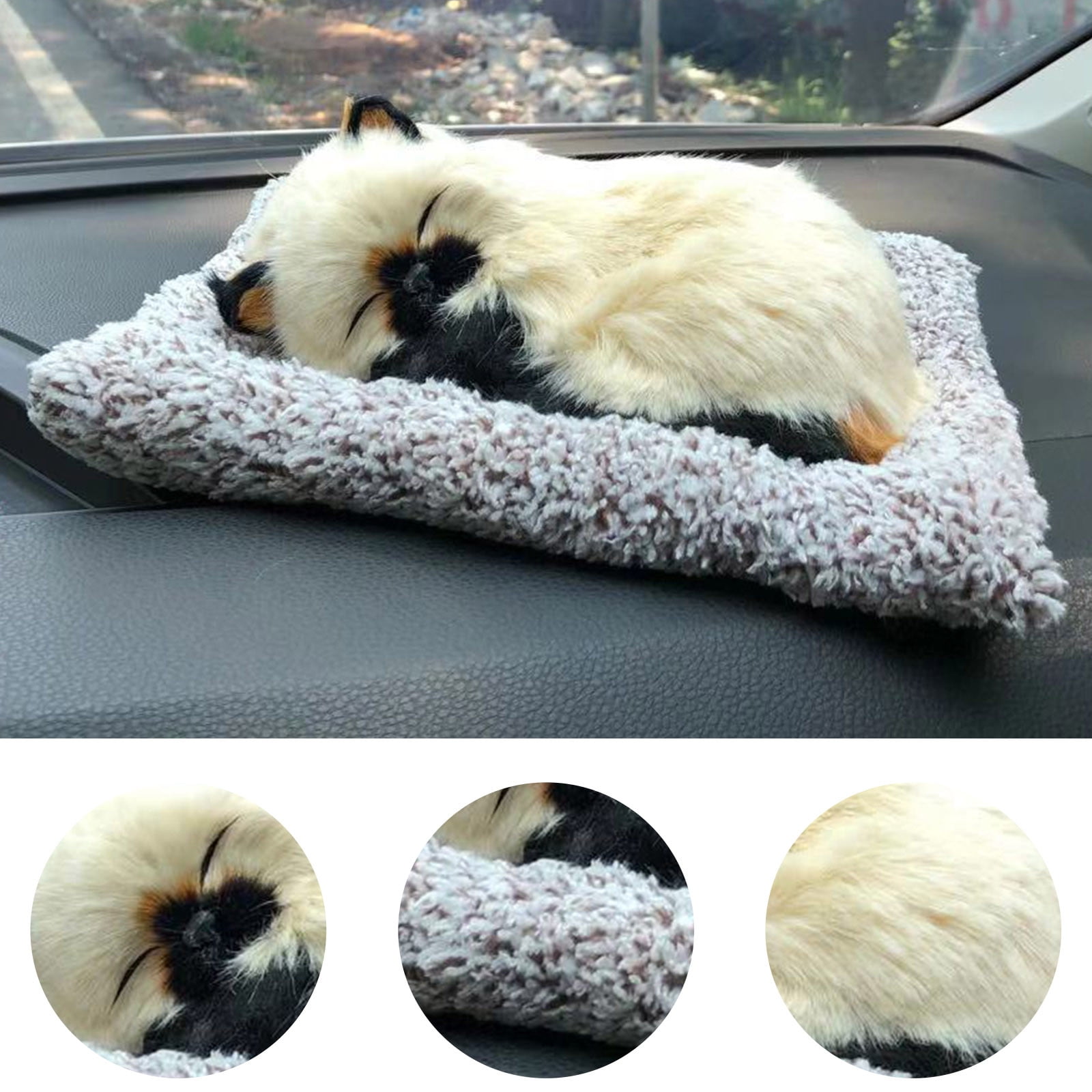 10.6'' Simulation Pet Cat, Breathing Sleeping Cat with Mat, Plush ...