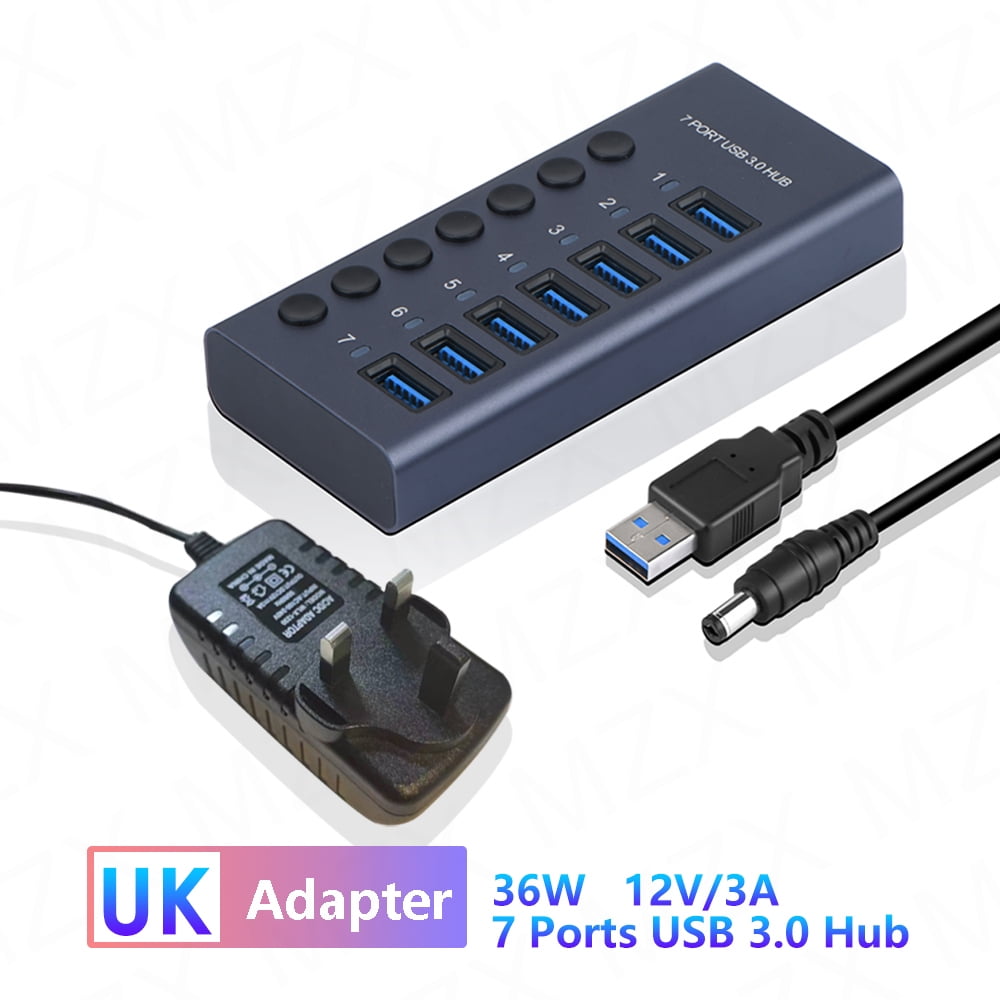 10 7 4 Ports USB Hub 3.0 Aluminum Multi Splitter Concentrator A PD ...