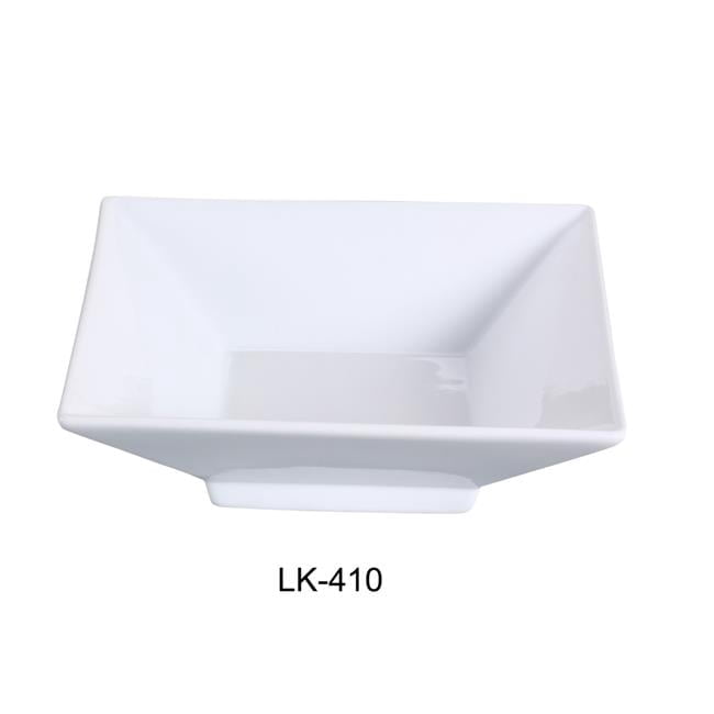 10.75 in. Porcelain Square Bowl with Foot, Bone White - 64 oz - Pack of ...