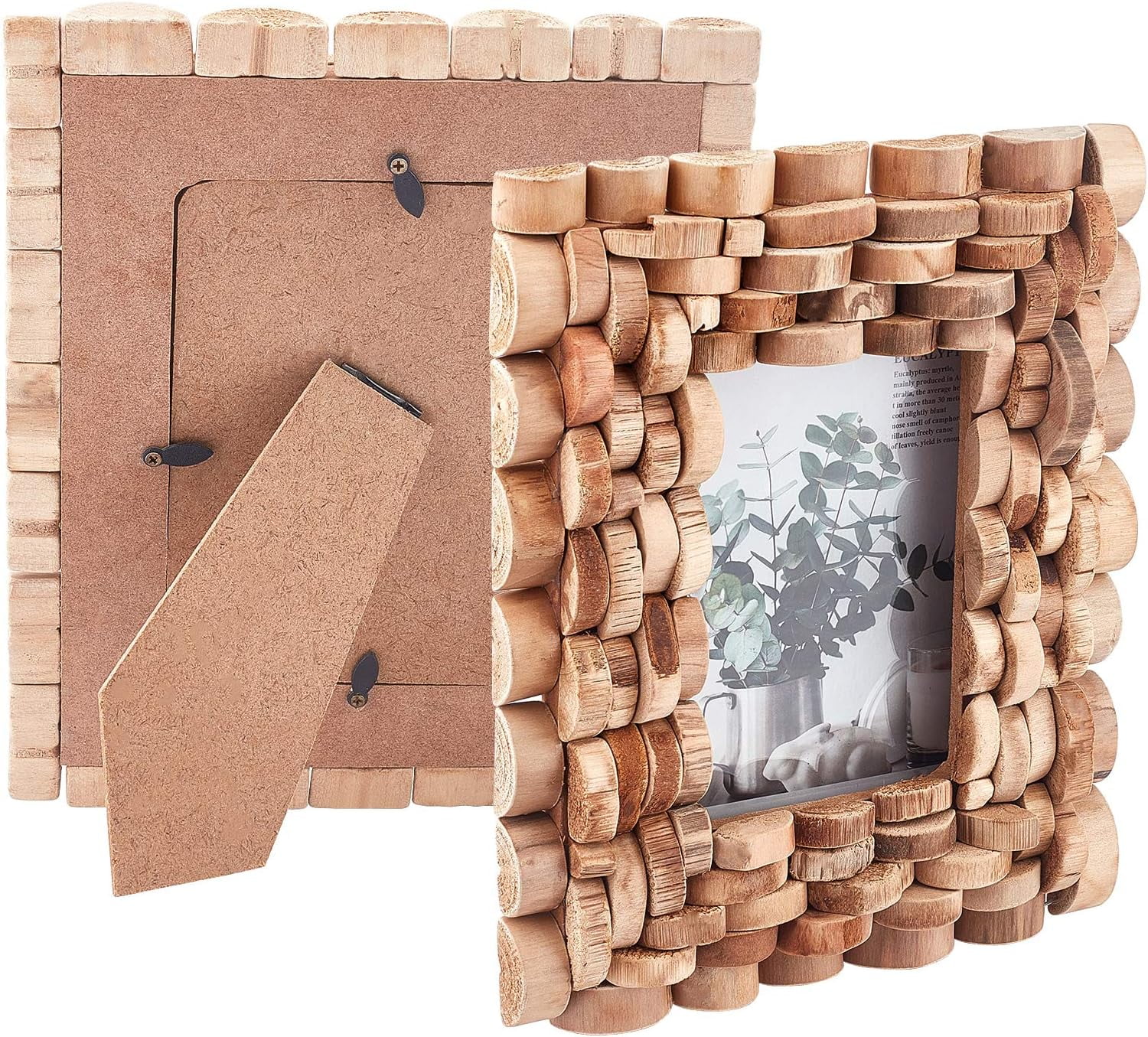 10×8.1 DIY Natural Wood Picture Frames Rectangle Burlywood Photo Frames ...
