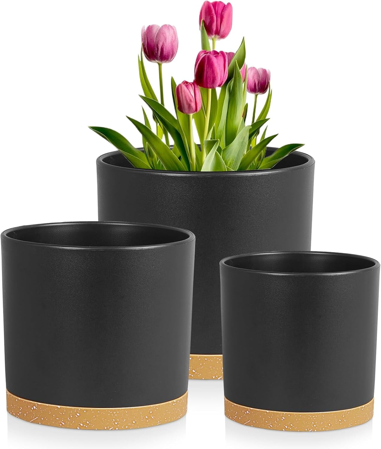 10/8/6 inch Large Deep Plant Pots for Outdoor Indoor Plants, 3 Pack ...