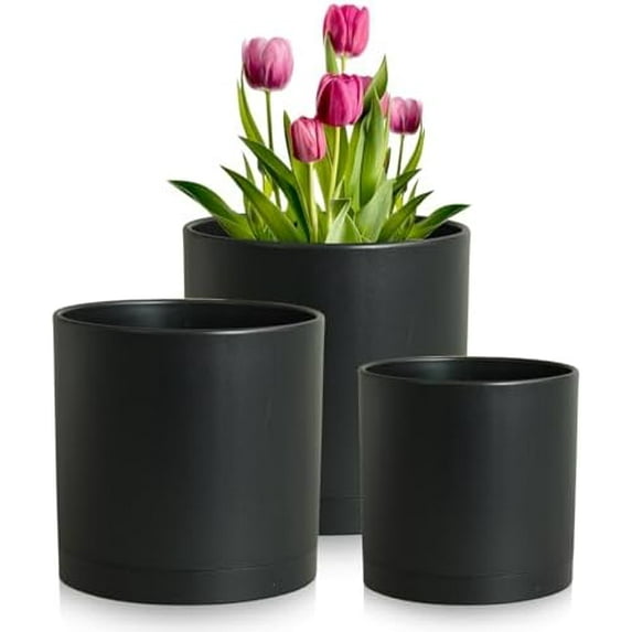 10/8/6 inch Large Deep Plant Pots for Outdoor Indoor Plants, 3 Pack ...