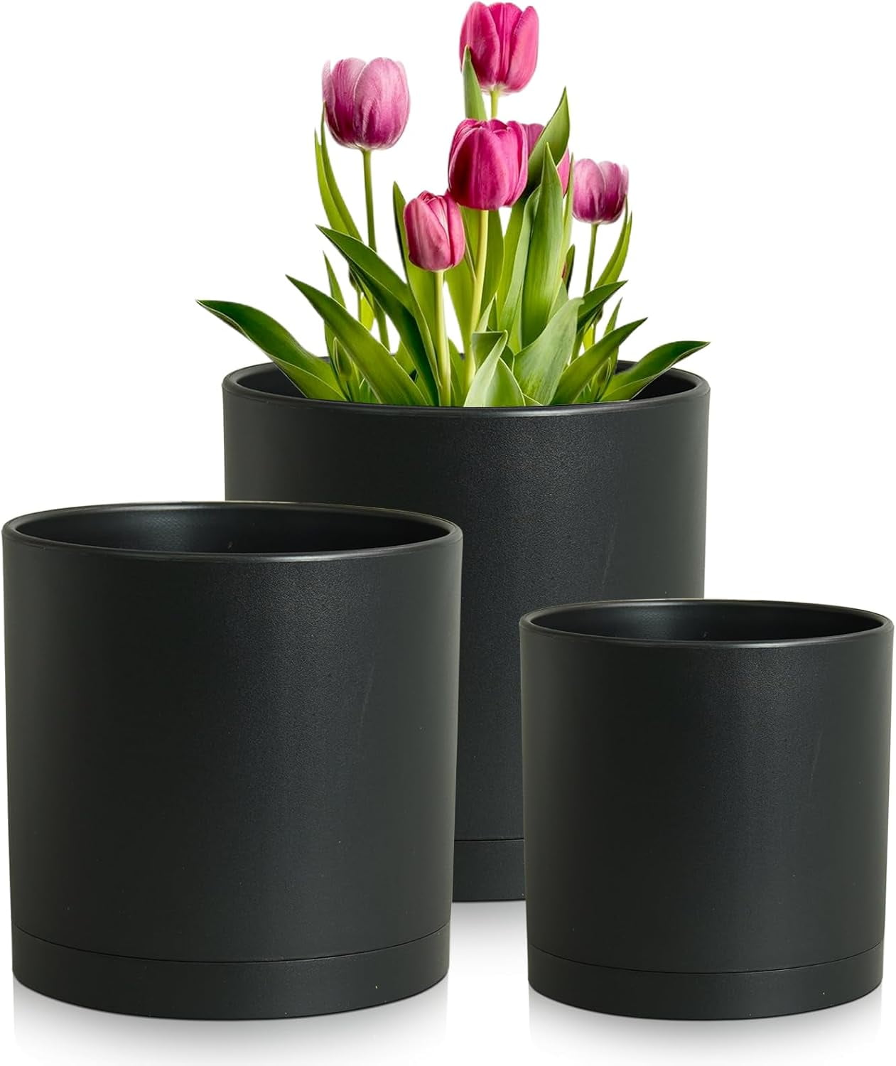 10/8/6 inch Large Deep Plant Pots for Outdoor Indoor Plants, 3 Pack ...