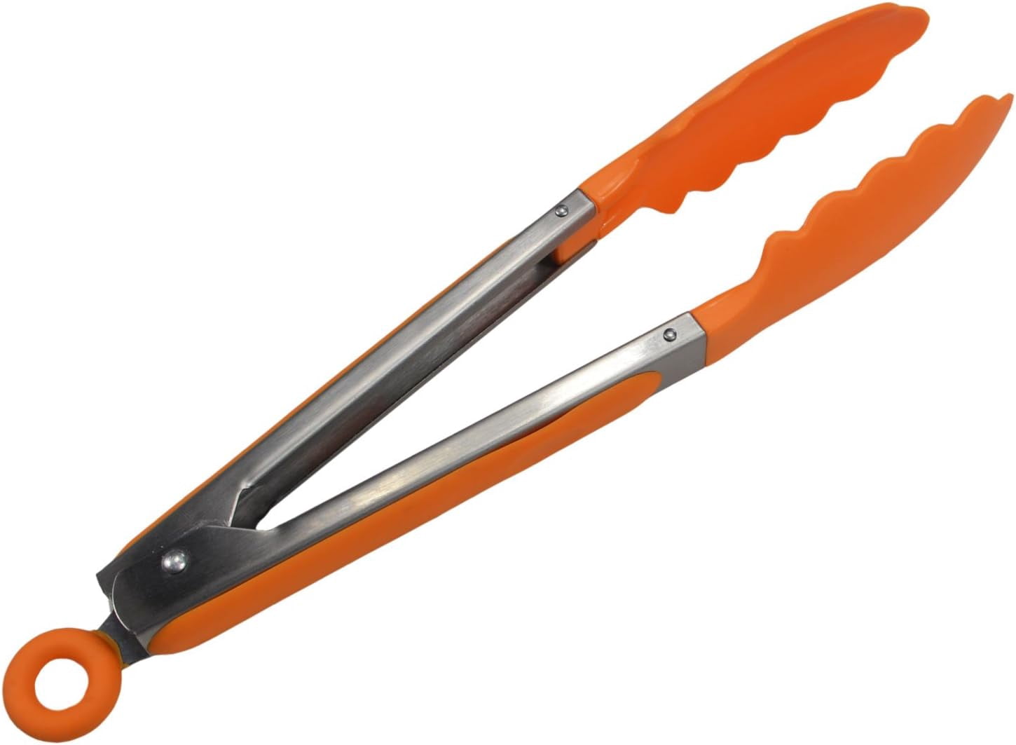 10.8" Large Thick Stainless Steel Nylon BBQ Food Tongs (1 pcs) 1 pcs ...