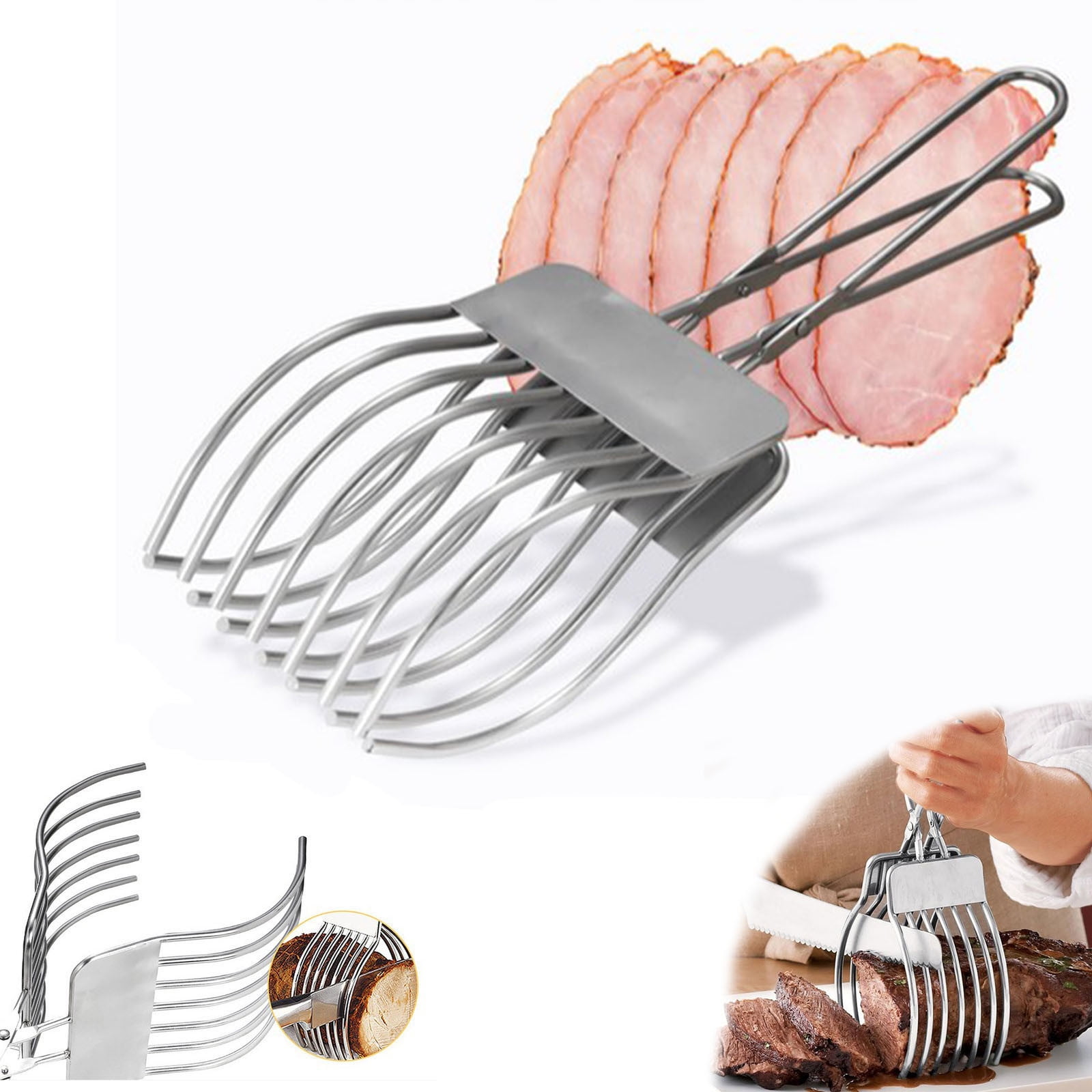 10.8" Stainless Steel Food Slicing Clip, Roast Beef Cutting Tongs ...