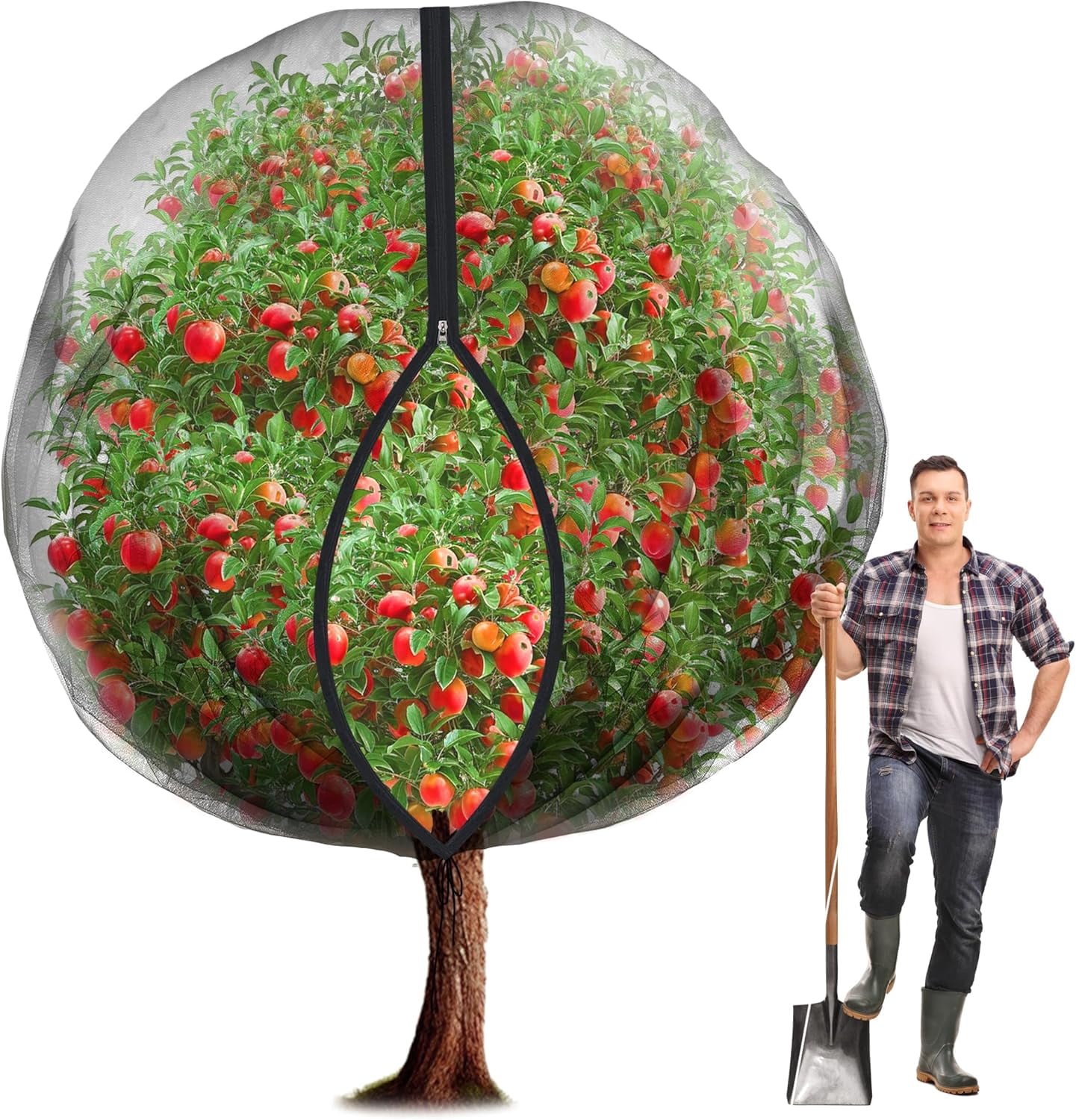 10.8 x 9.8 Ft Black Large Fruit Tree Netting with Zipper and Drawstring ...