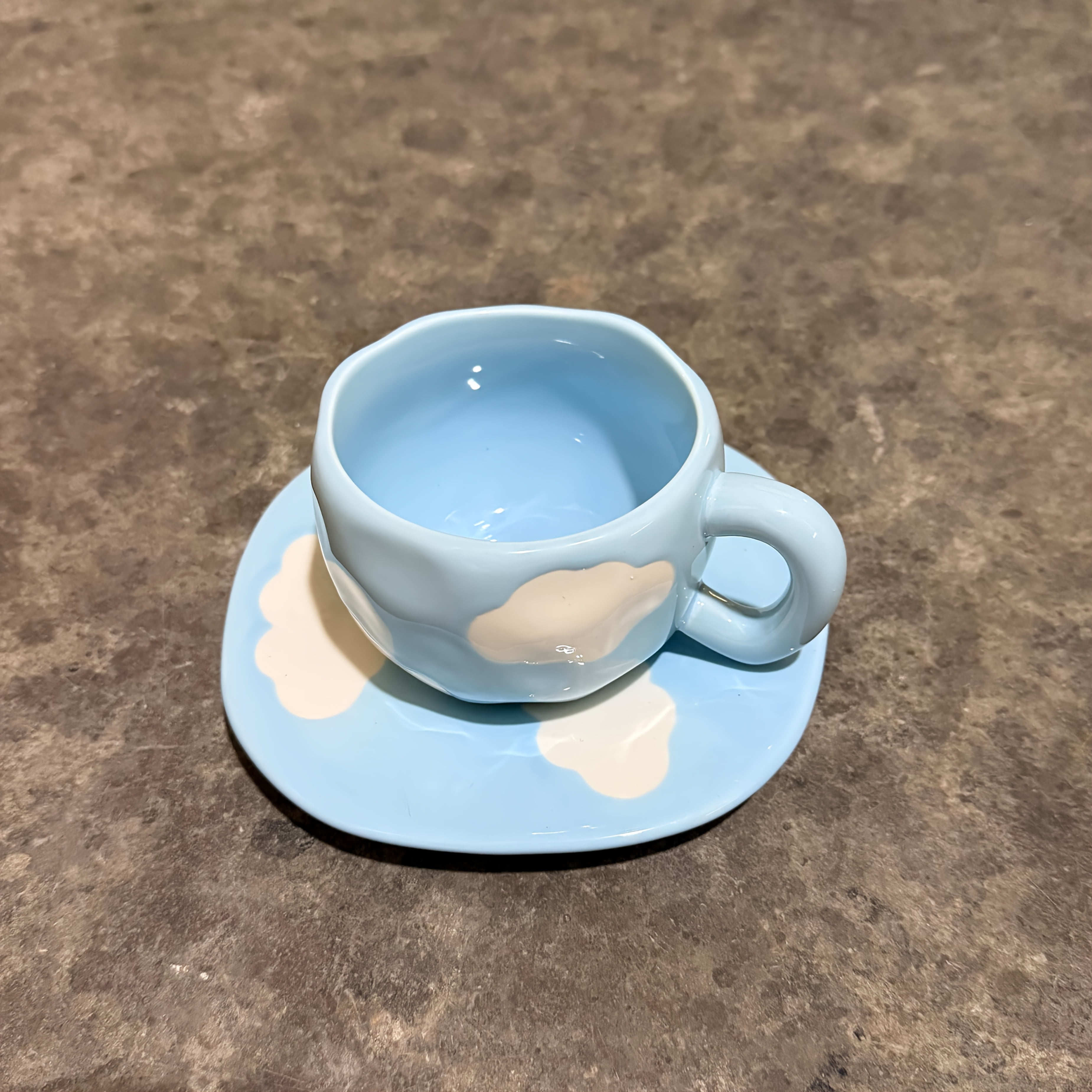 10.82 oz cup and saucer set, underglaze cloud pattern creative ceramic ...