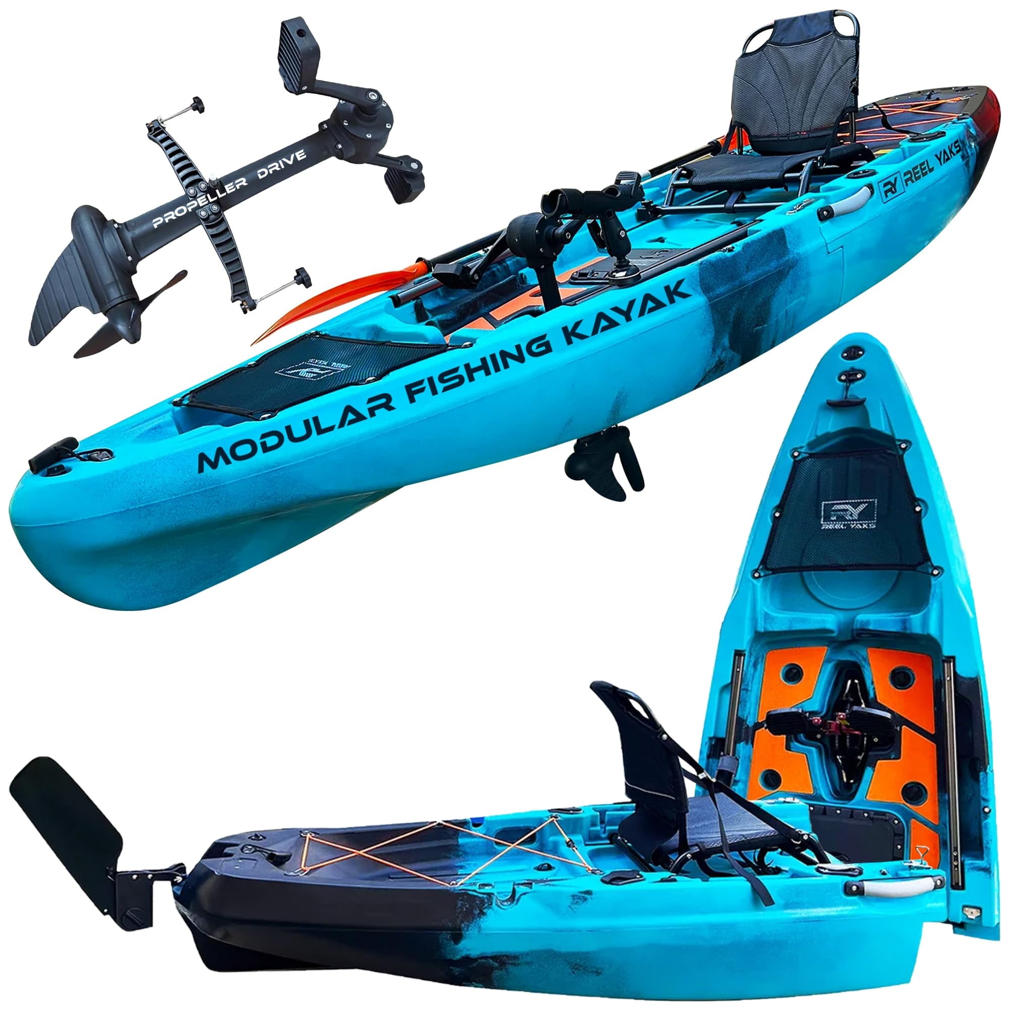 Reel Yaks Rapido Modular Fin Drive Fishing Kayak | Super Lightweight ...