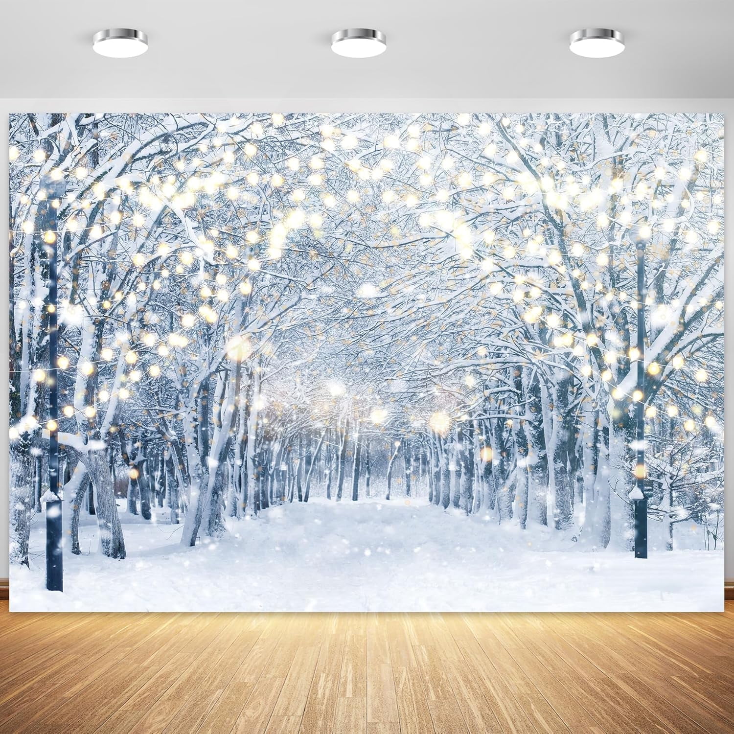 10×8ft Winter Snowy Scene Photography Backdrop Wonderland Snowflake ...