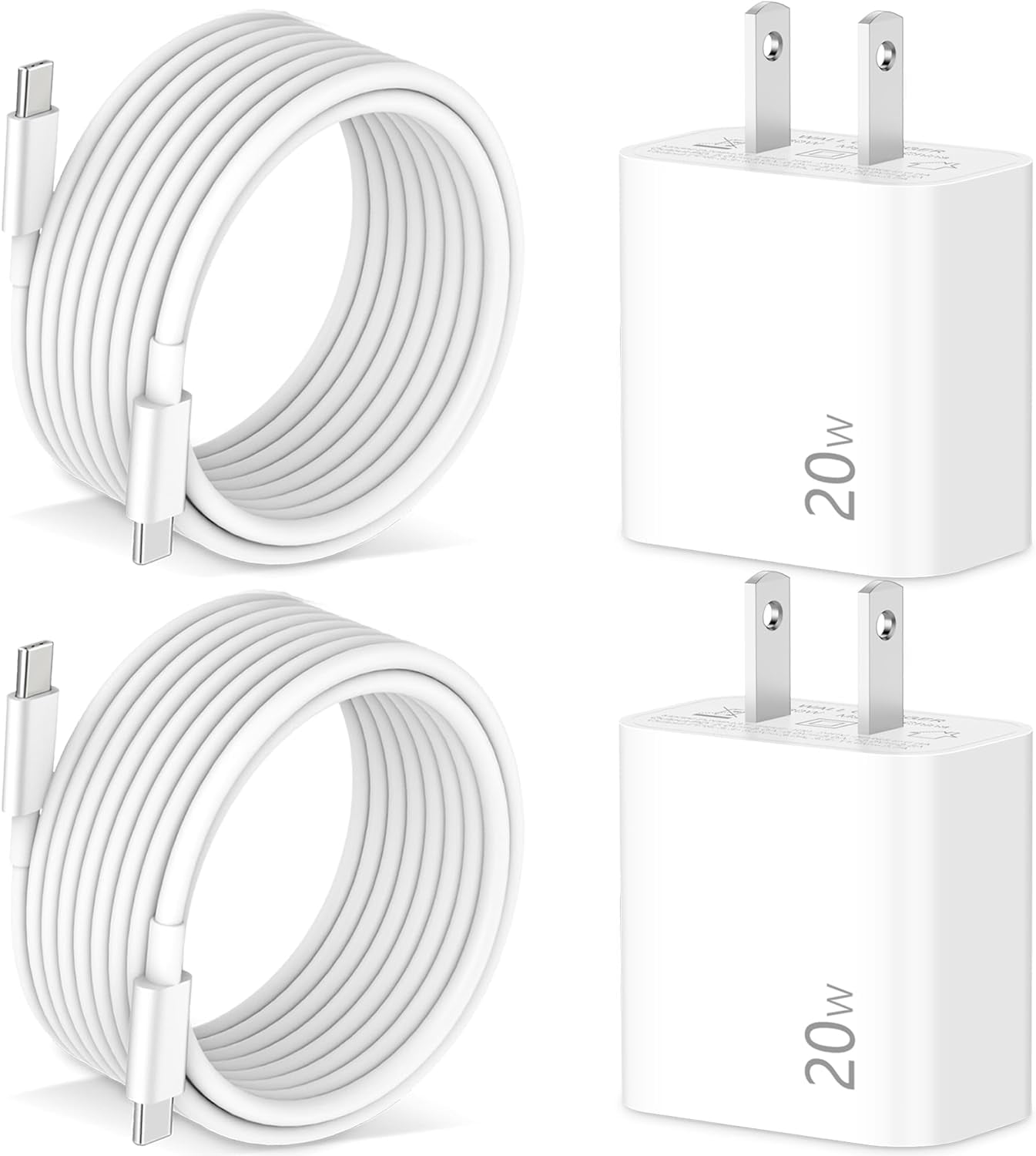 10/9/8/7/6/5/4 Fast Charger, 2Pack 20W USB C Charging Block + 6FT USB C ...
