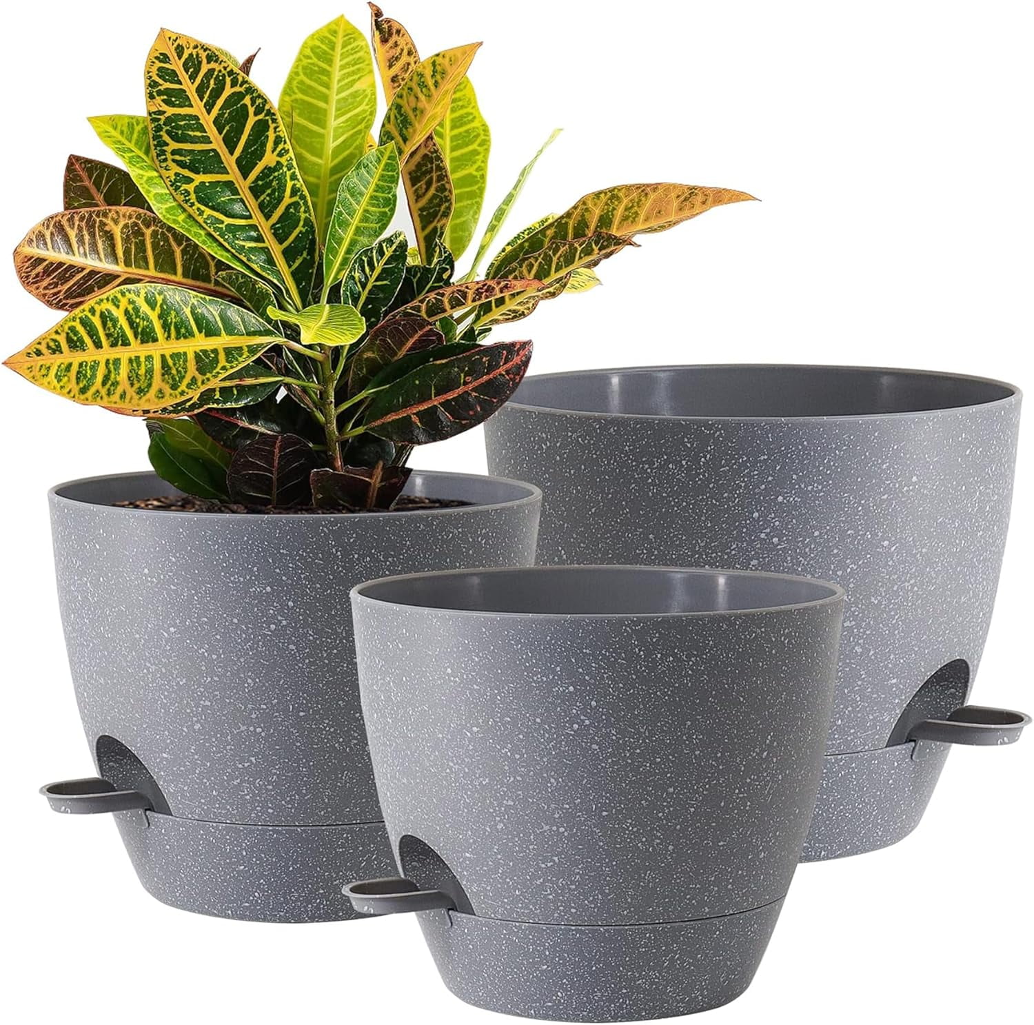10/9/8 inch Self Watering Pots, Set of 3 Plastic Planters with Mesh ...