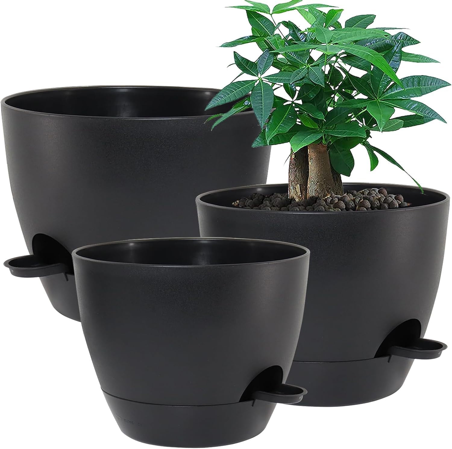 10/9/8 inch Self Watering Pots, Set of 3 Plastic Planters with Mesh ...