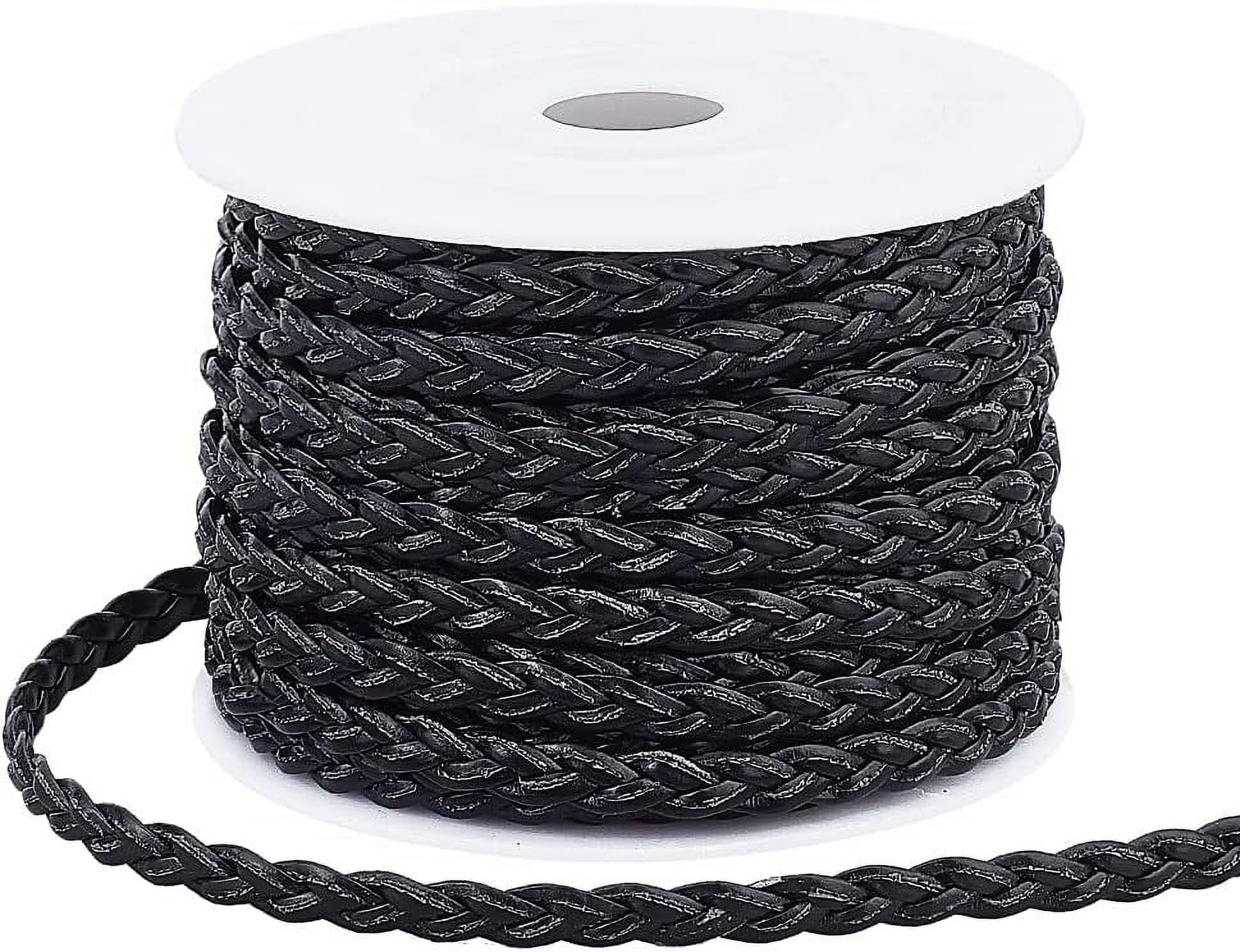 10.9 Yard Leather Strip 5mm 3 Ply Hand Cord Black Bolo PU Leather Cord ...