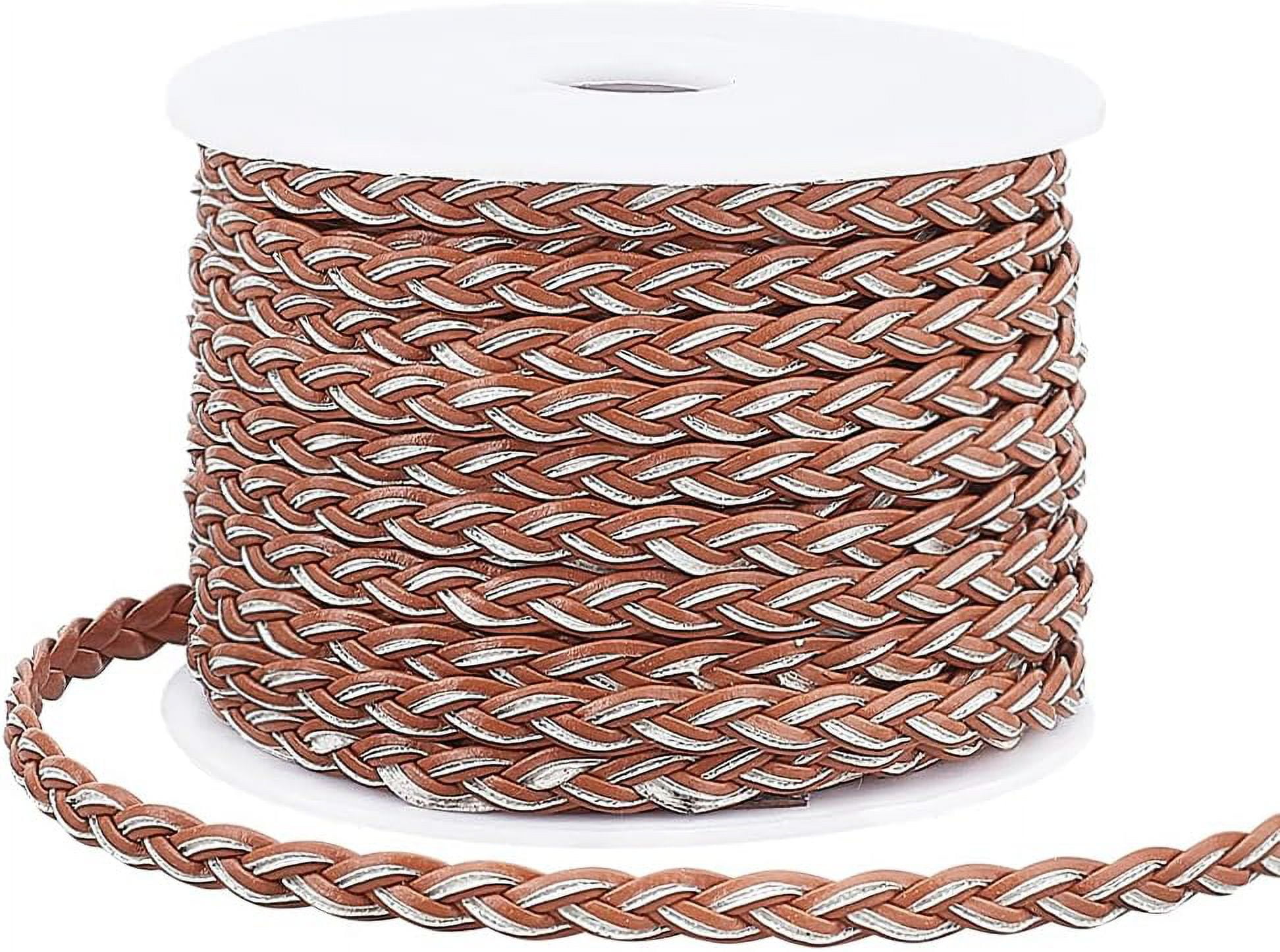 10.9 Yard Braided Leather Strip 5mm 3 Ply Hand Braided Cord Brown Bolo ...