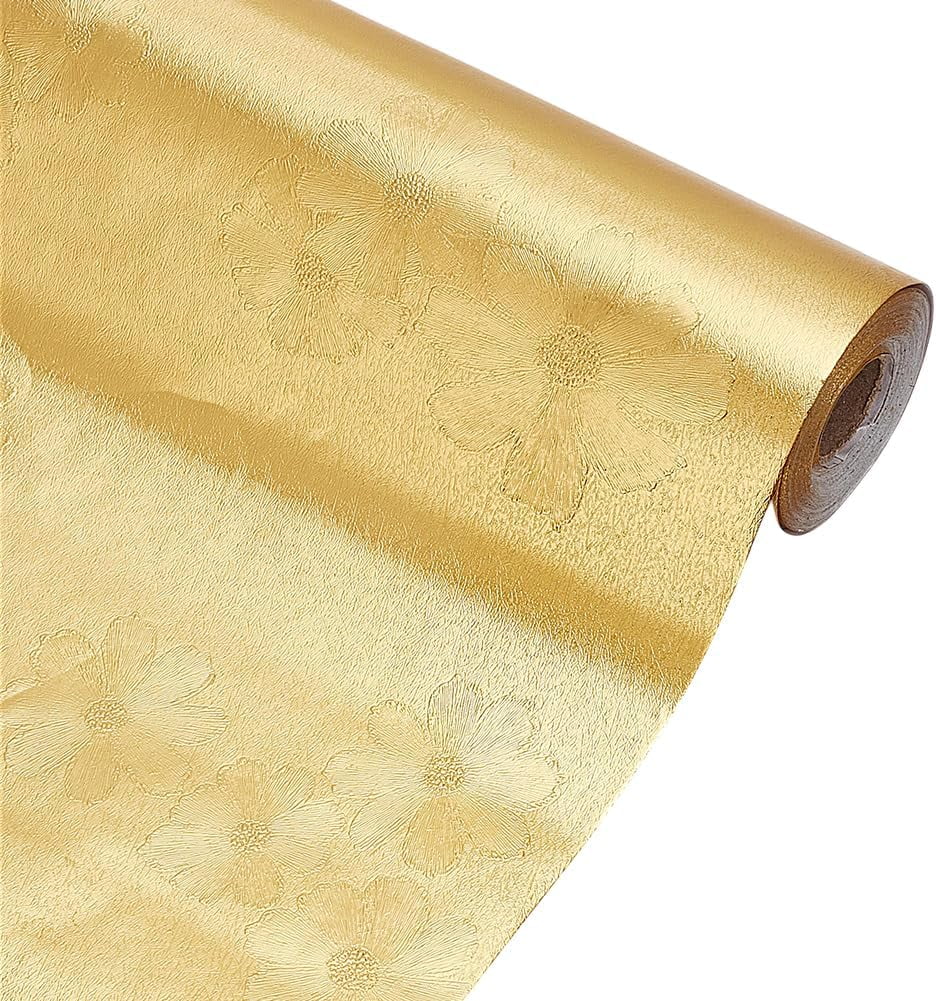 10.9 Yard Gold Adhensive Floral Foil 15.7 Inch Plastic Embossed Foil ...