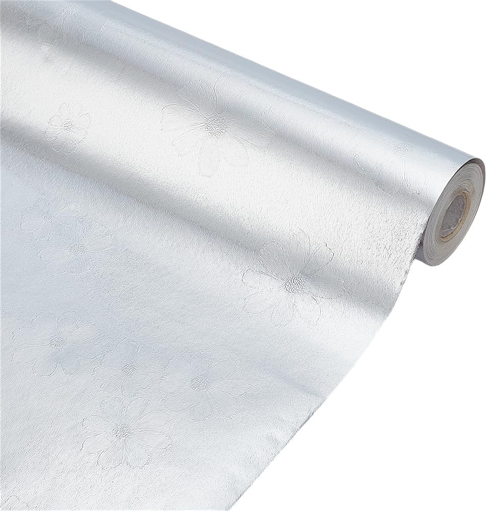 10.9 Yard Silver Adhensive Floral Foil 15.7 Inch Plastic Adhensive ...