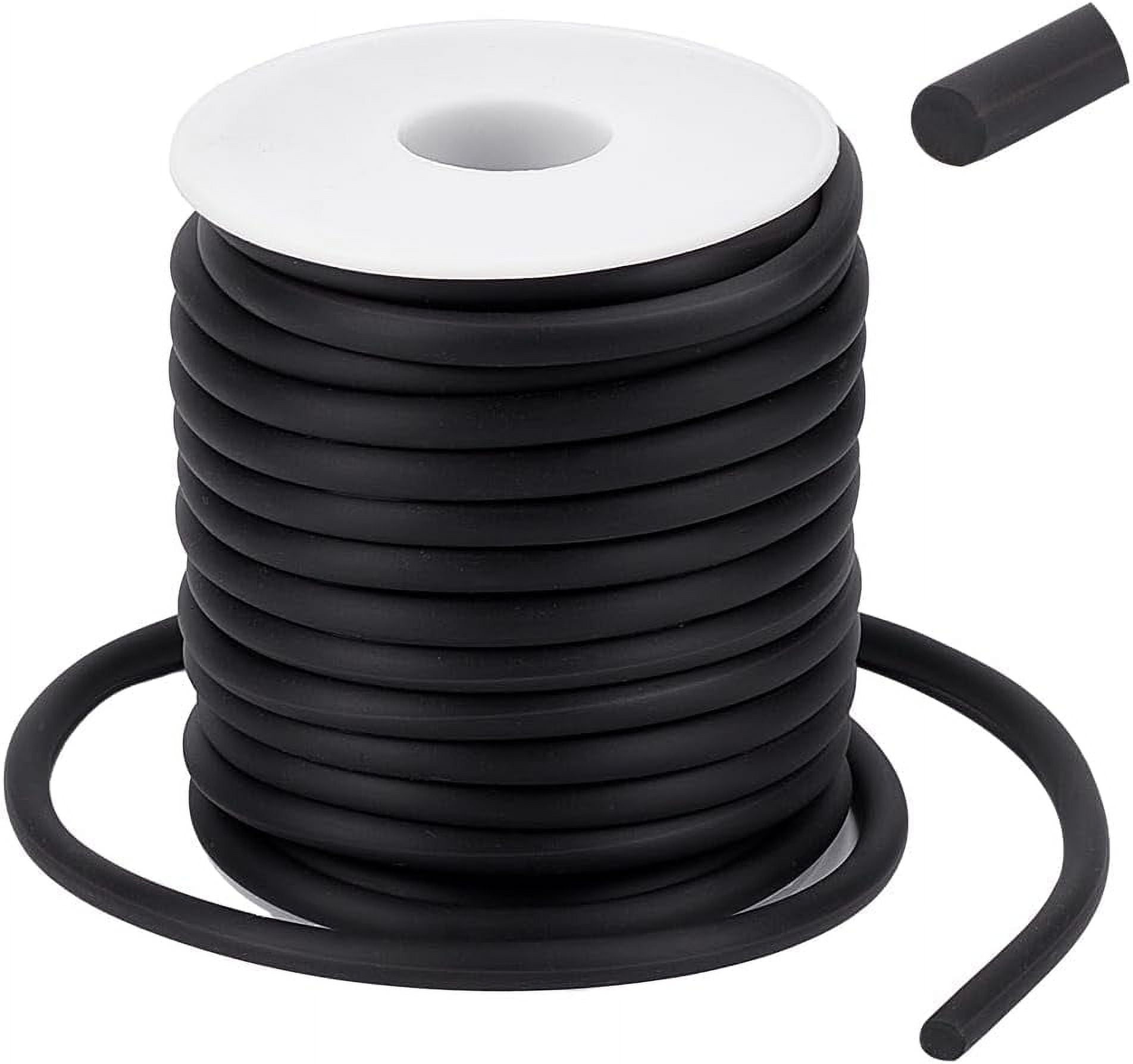 10.9 Yards Black Solid Rubber Cord 1 Roll Plastic Rope Round Cord Black ...
