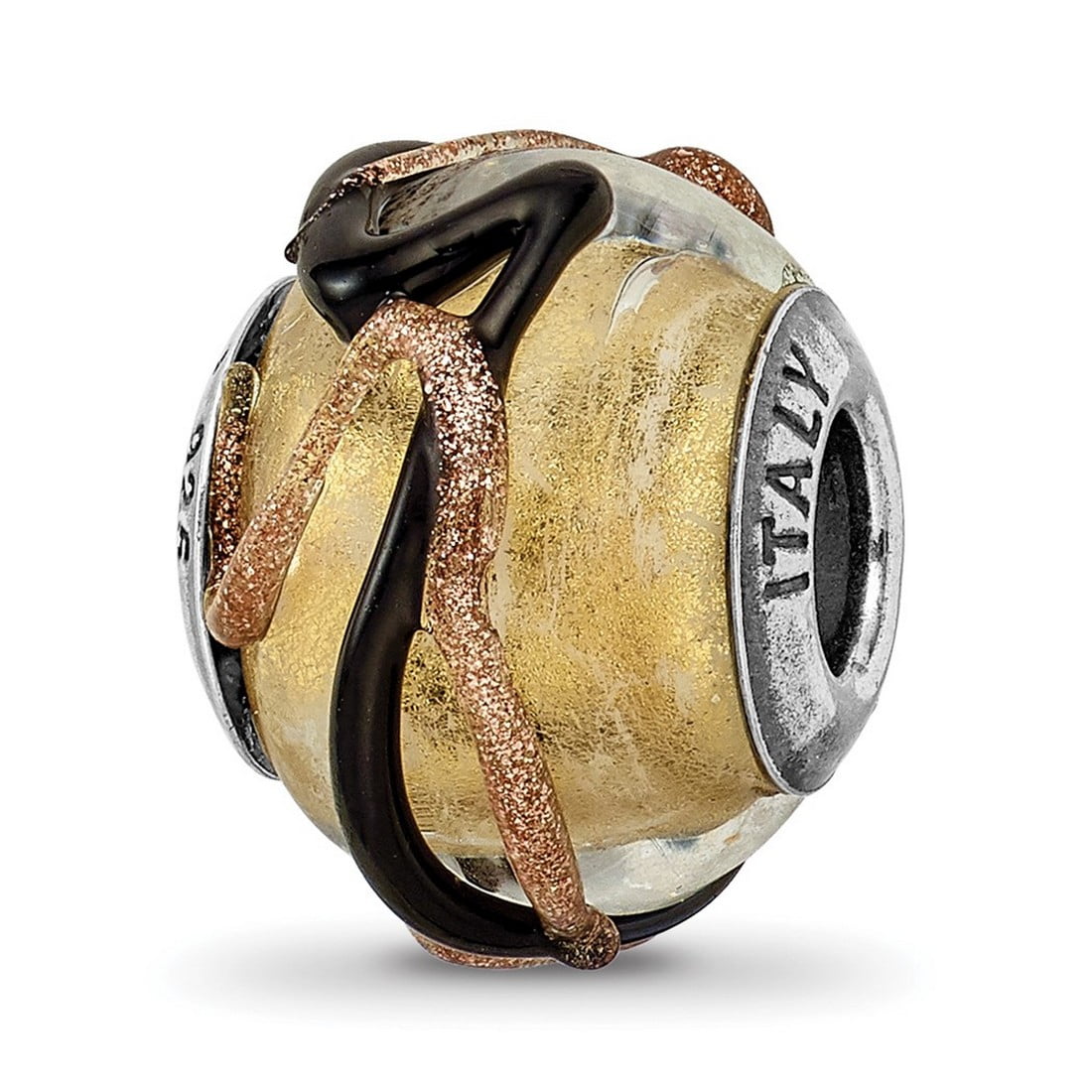 10.91mm 925 Sterling Silver Textured Artisan Oxidized Italian Murano ...