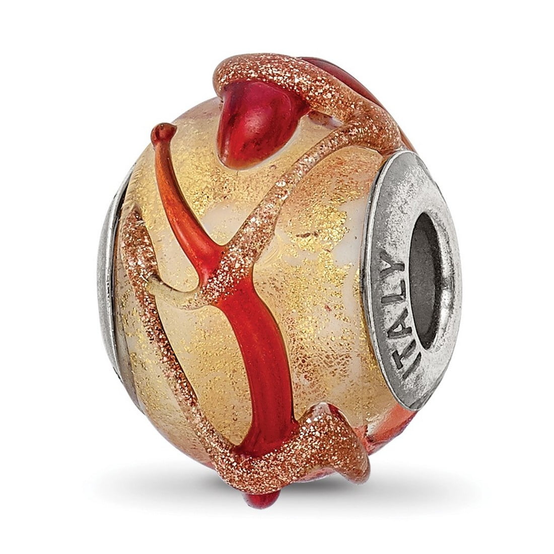 10.91mm 925 Sterling Silver Textured Artisan Oxidized Italian Murano ...