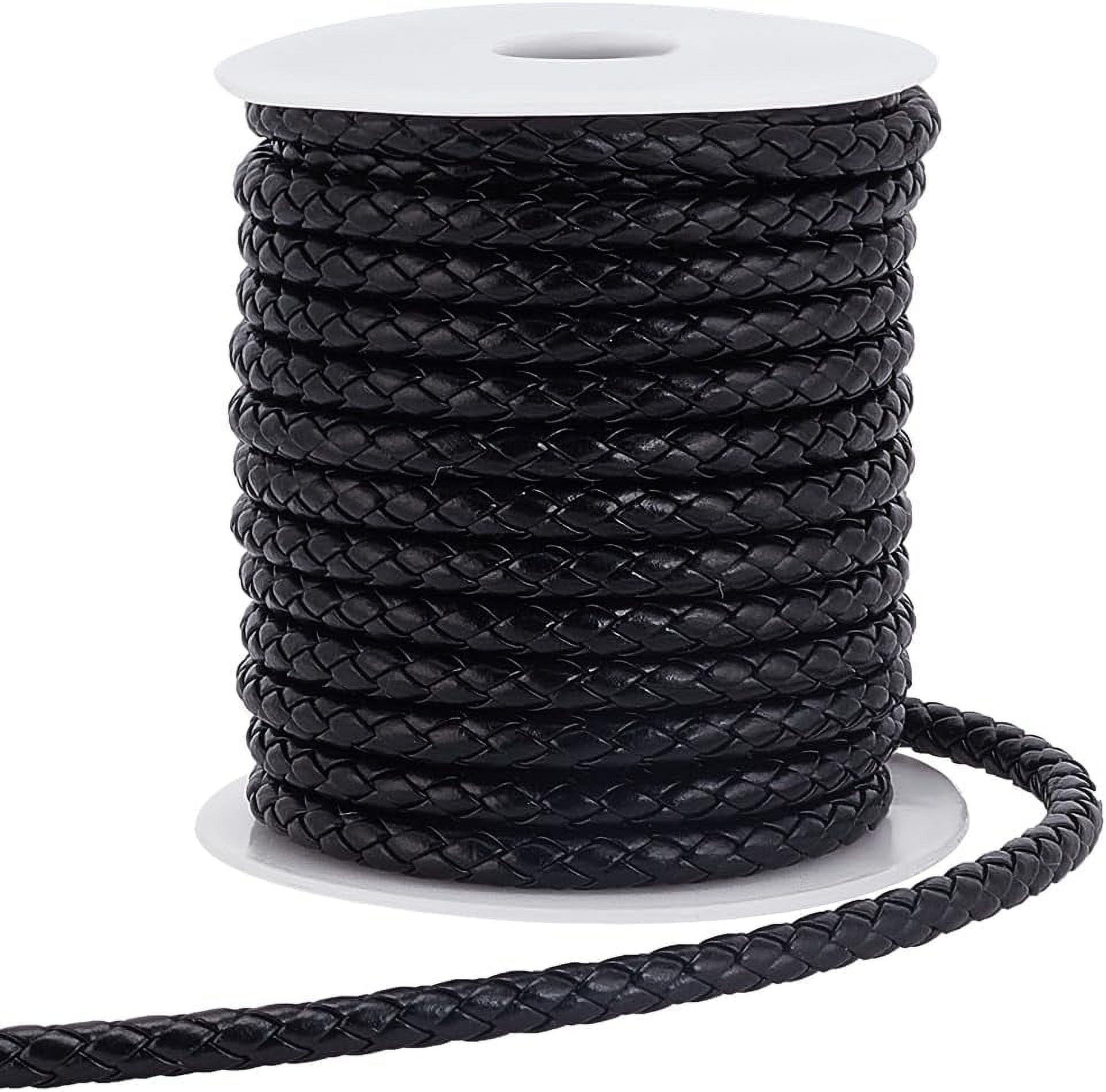 10.94 Yards(10m) Round Leathers Cord 6mm Wide Black Folded Bolo Tie ...