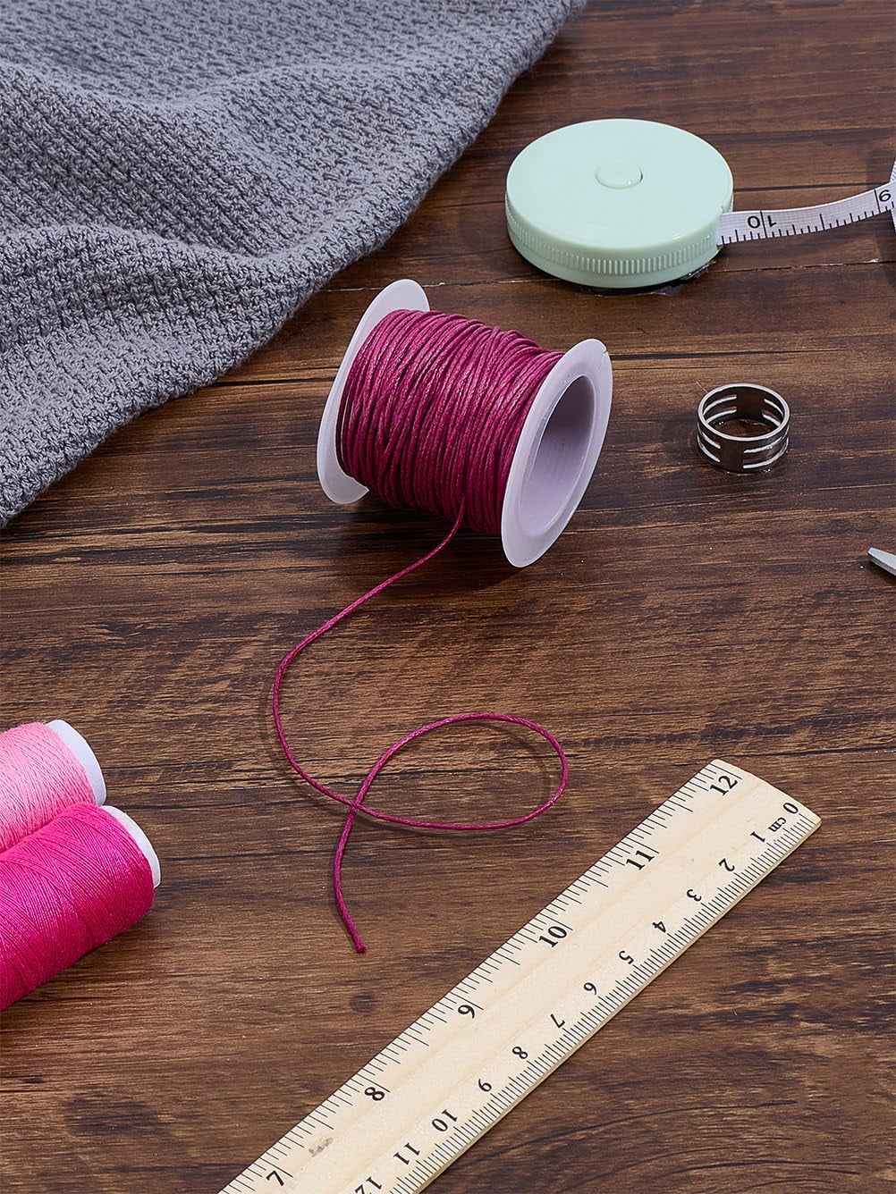 10.94 Yards(10m) Waxed Cotton Thread Cords Medium Violet Red Waxed ...