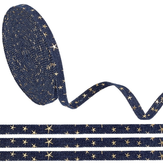 10.94 Yards 3/8 Inch Dark Blue Denim Ribbon Applique Patriotic Gold ...