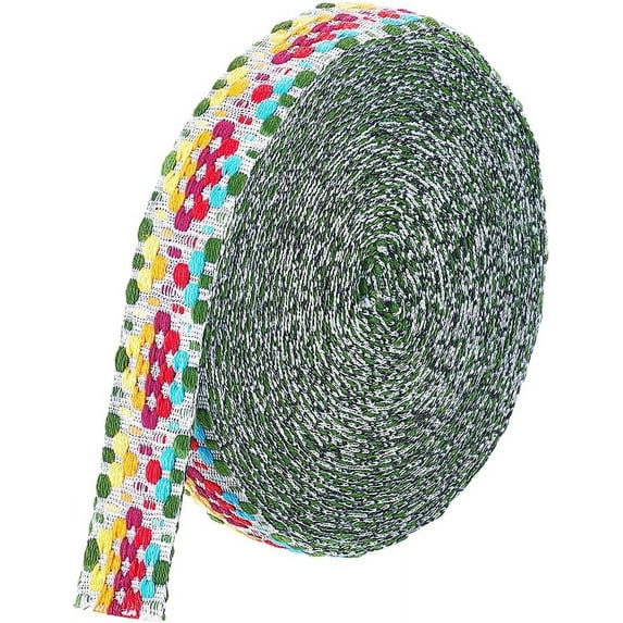 10.94 Yards Colorful Polycotton Jacquard Webbing 1 inch Wide Thickened ...