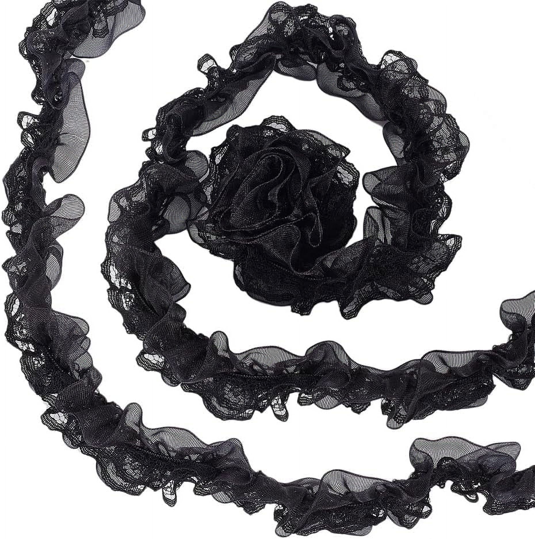 10.94 Yards Double Layer Elastic Lace Trim Vintage Pleated Organza Lace ...
