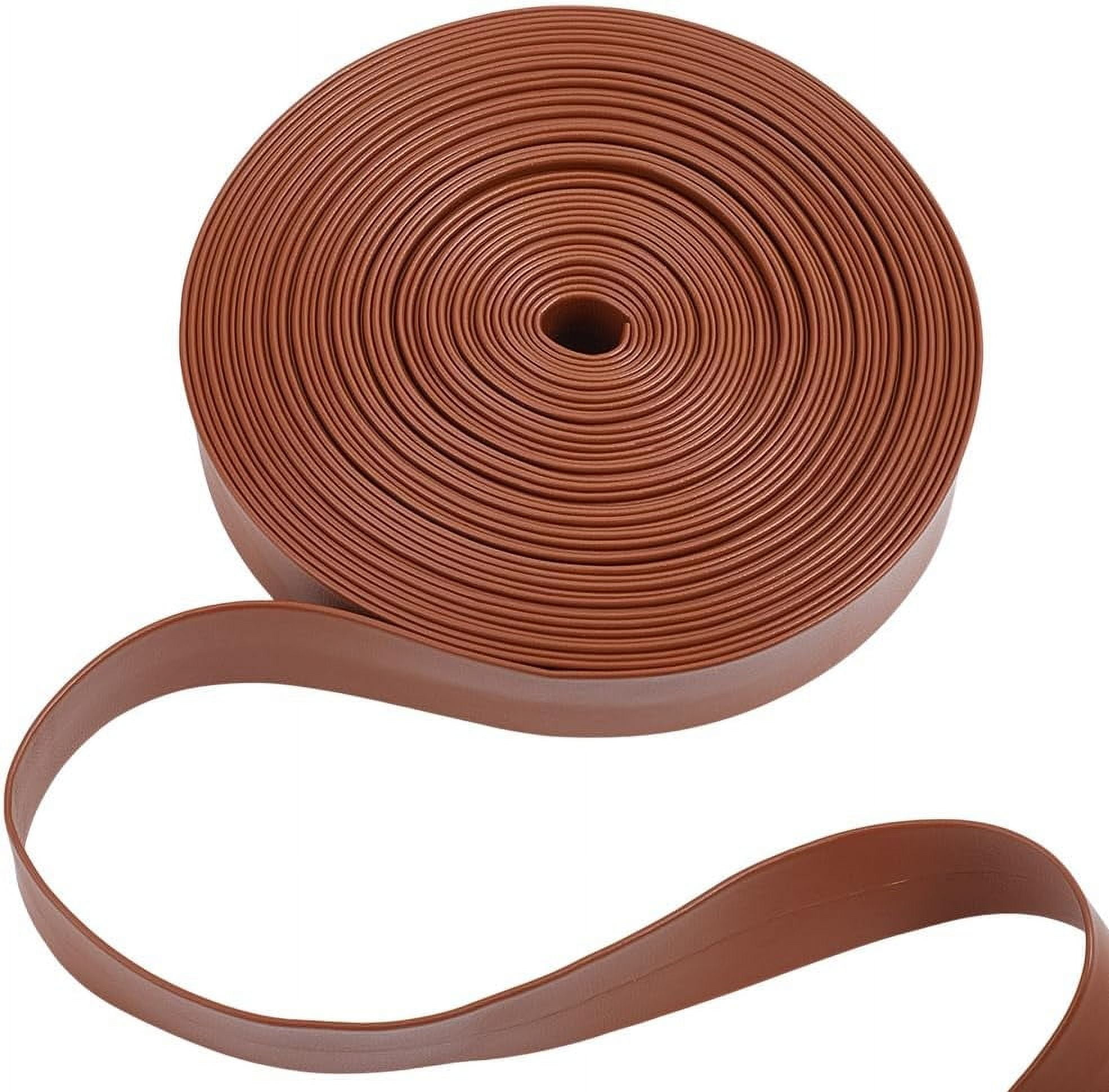 10.94 Yards Fold Over Leather Trim 1 Inch(2.5cm) Wide Brown Foldover Leather Strap Flat Leather ...