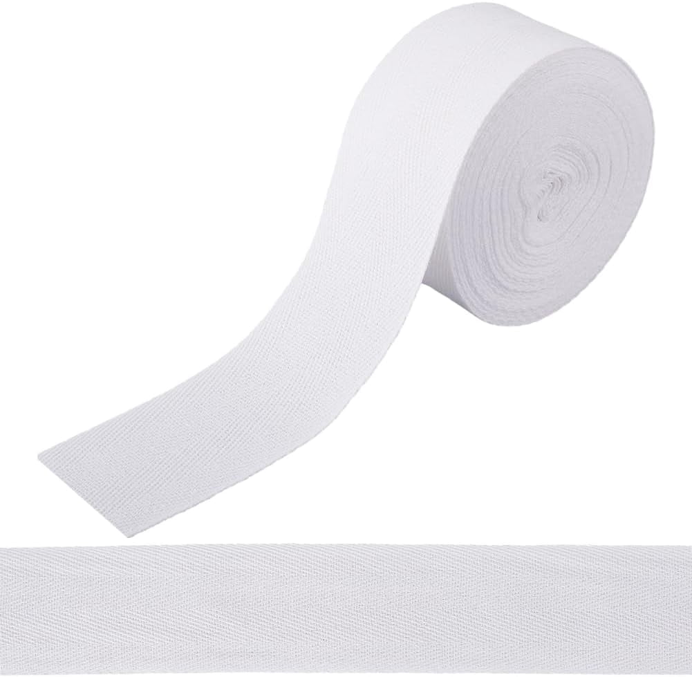 10.94 Yards x 2 Inch Cotton Twill Ribbon White Herringbone Webbing ...