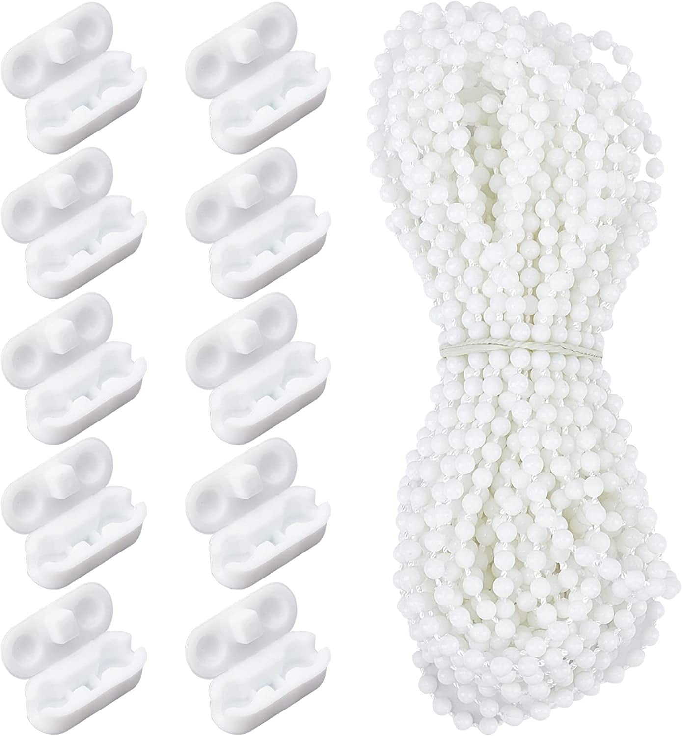 10.9Yds/10M Roller and Roman Shade Blind Bead Chain Cord White Plastic ...