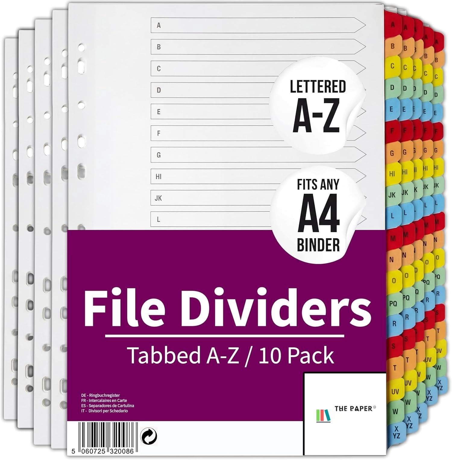 [10 ] A4 File Dividers Alphabetical A-Z File and Folder Dividers for ...