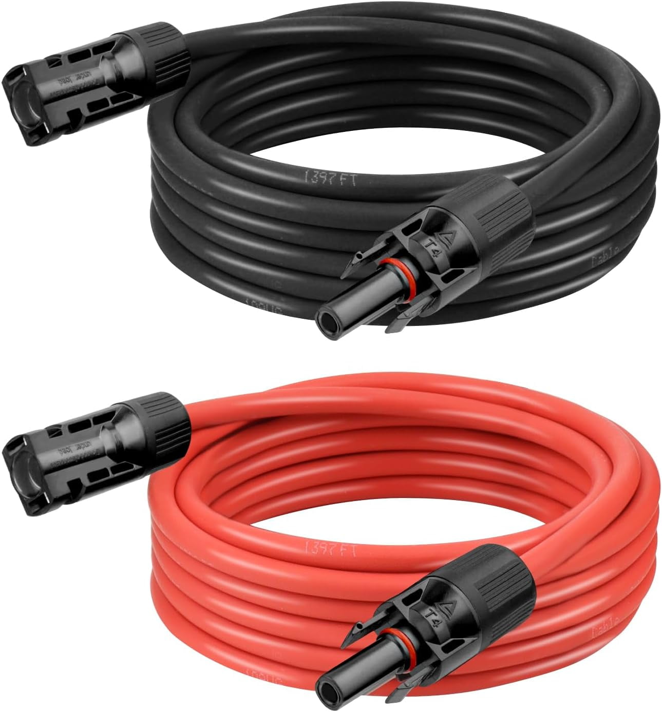 10 AWG Solar Extension Cable 8FT Black + 8FT Red, 10 Gauge Solar Panel ...