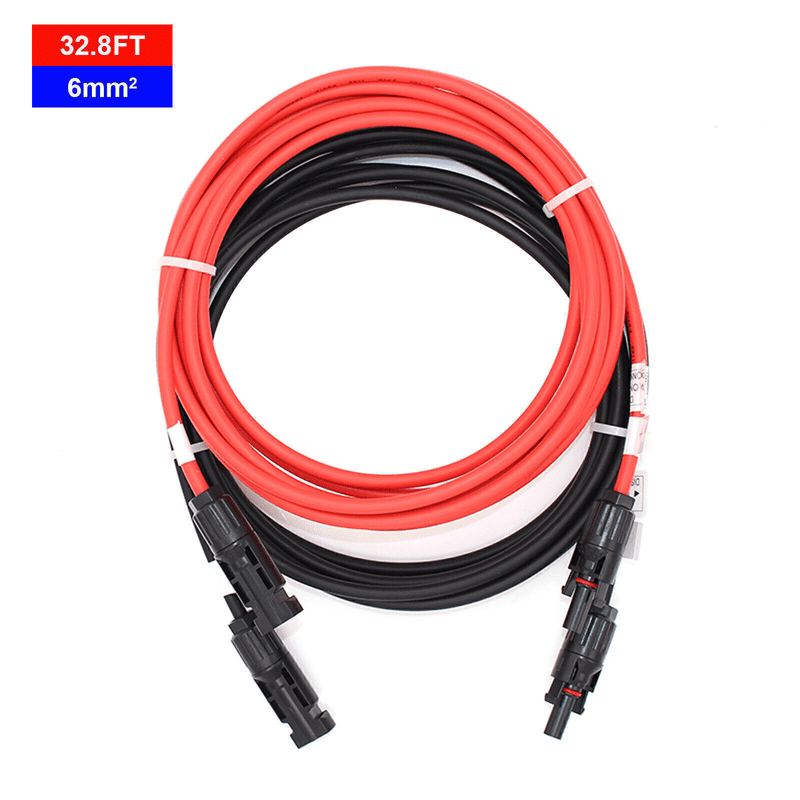 10 AWG Solar Extension Cable Pair – Heavy-Duty UV-Resistant Connectors ...