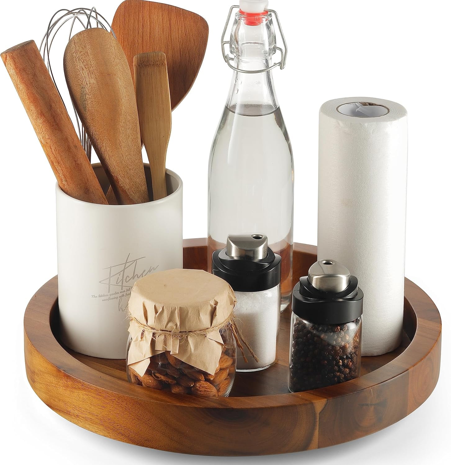 10" Acacia Wood Lazy Susan Organizer for Cabinet - Round Lazy Susans ...