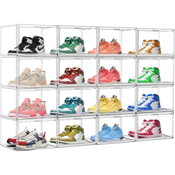 10 Acrylic Sneaker Shoe Display Case Size 14 Transparent Shoe Box ...