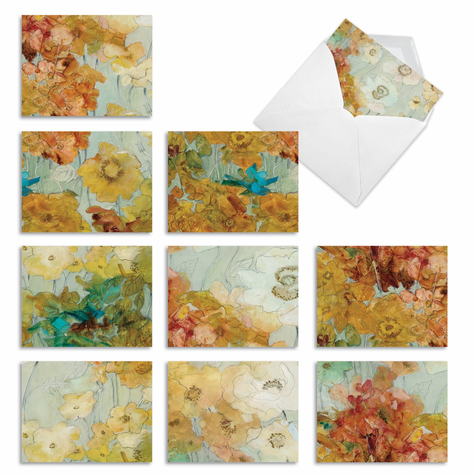 10 All Occasion Blank Note Cards Pack (4 x 5.12 Inch) - BATIK BLOSSOMS ...