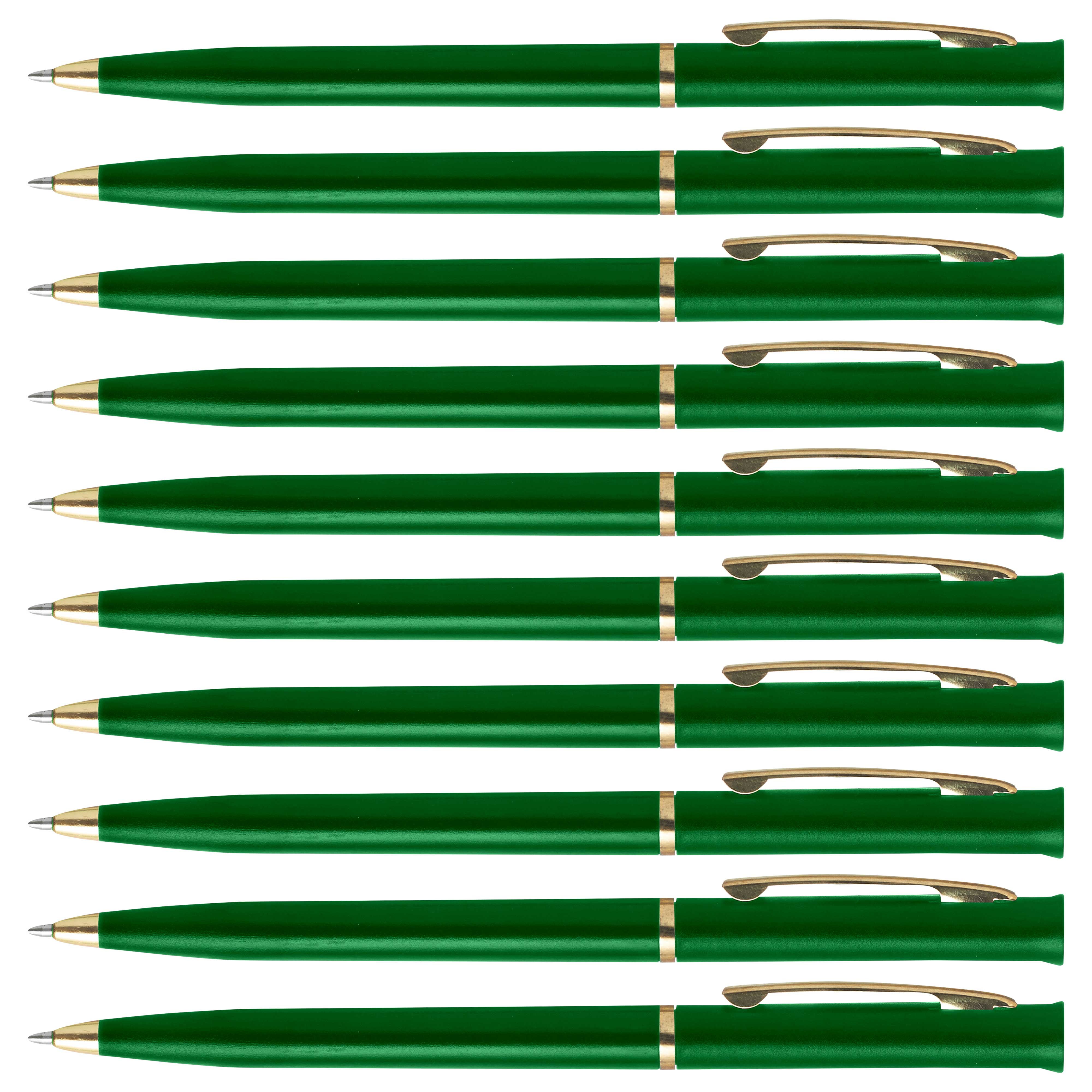 10 Alston Hotel Pens Pack - Ballpoint, Gold Metal Accent - Green ...