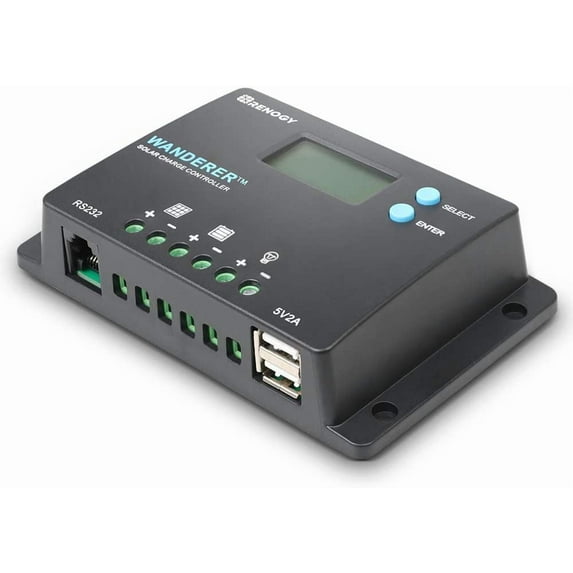 10 Amp 12V/24V PWM Negative Ground Solar Charge Controller Compact ...