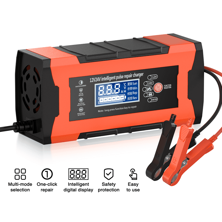 10 Amp Car Battery Charger 12V 24V Automatic Smart Battery Maintainer Trickle Charger Battery Charger Battery Desulfator with Temp Compensation for
