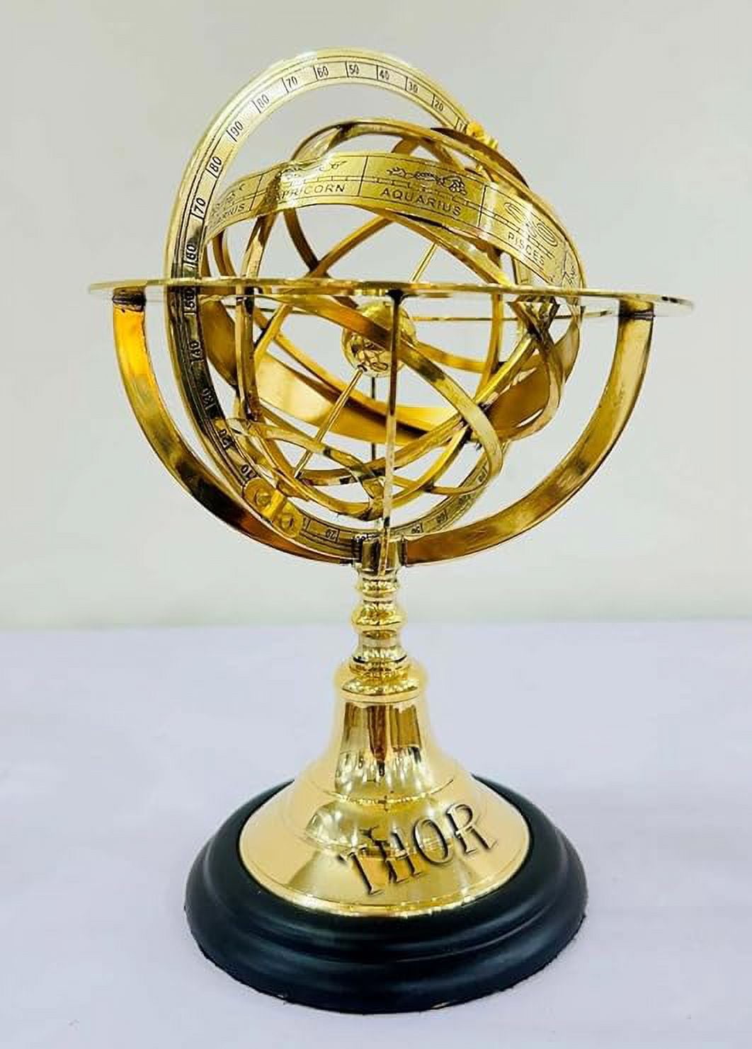 10" Armillary Brass Sphere Globe Wooden Display Pirate's Antique Ship ...