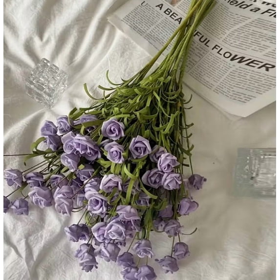 10 Artificial Small Roses - Realistic Fake Flowers for Home, Table ...