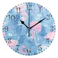 10" Artistic Round Wall Decorative Desk Clock Cartoon Blue Jellyfish ...