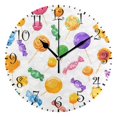 10" Artistic Round Wall Decorative Desk Clock Cartoon Candy Pattern ...